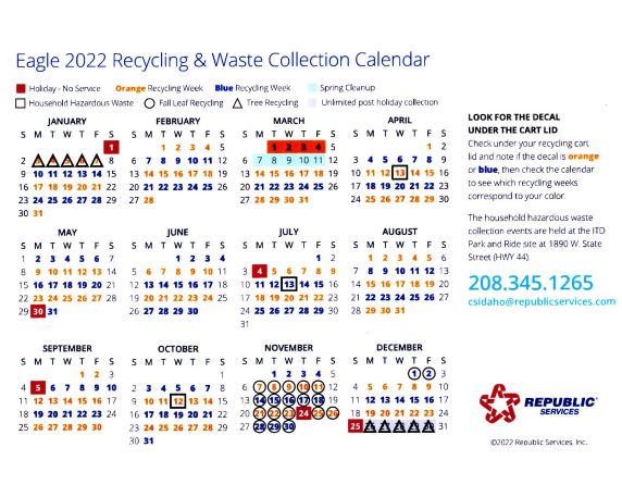 Republic Services Calendar for 2022 – Banbury Meadows